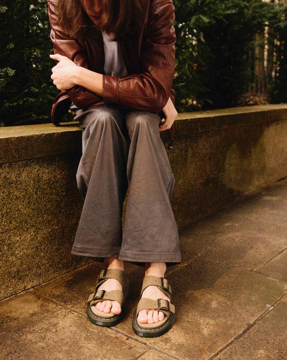 Josef Nubuck Leather Buckle Slide Sandals in Savannah Tan Josef Nubuck Leather Buckle Slide Sandals in Savannah Tan