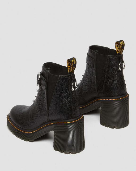 Spence Piercing Leather Flared Heel Chelsea Boots in Black Spence Piercing Leather Flared Heel Chelsea Boots in Black