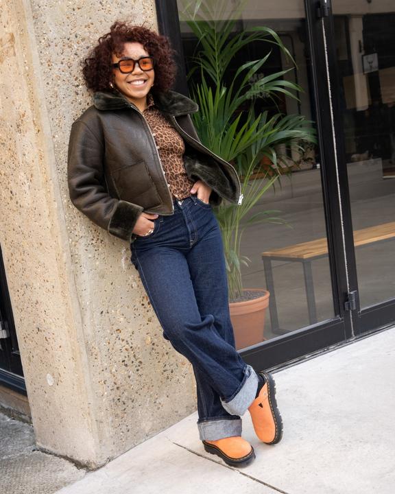 Zebzag Suede Casual Slingback Platform Mules in Orange | Dr Zebzag Suede Casual Slingback Platform Mules in Orange | Dr