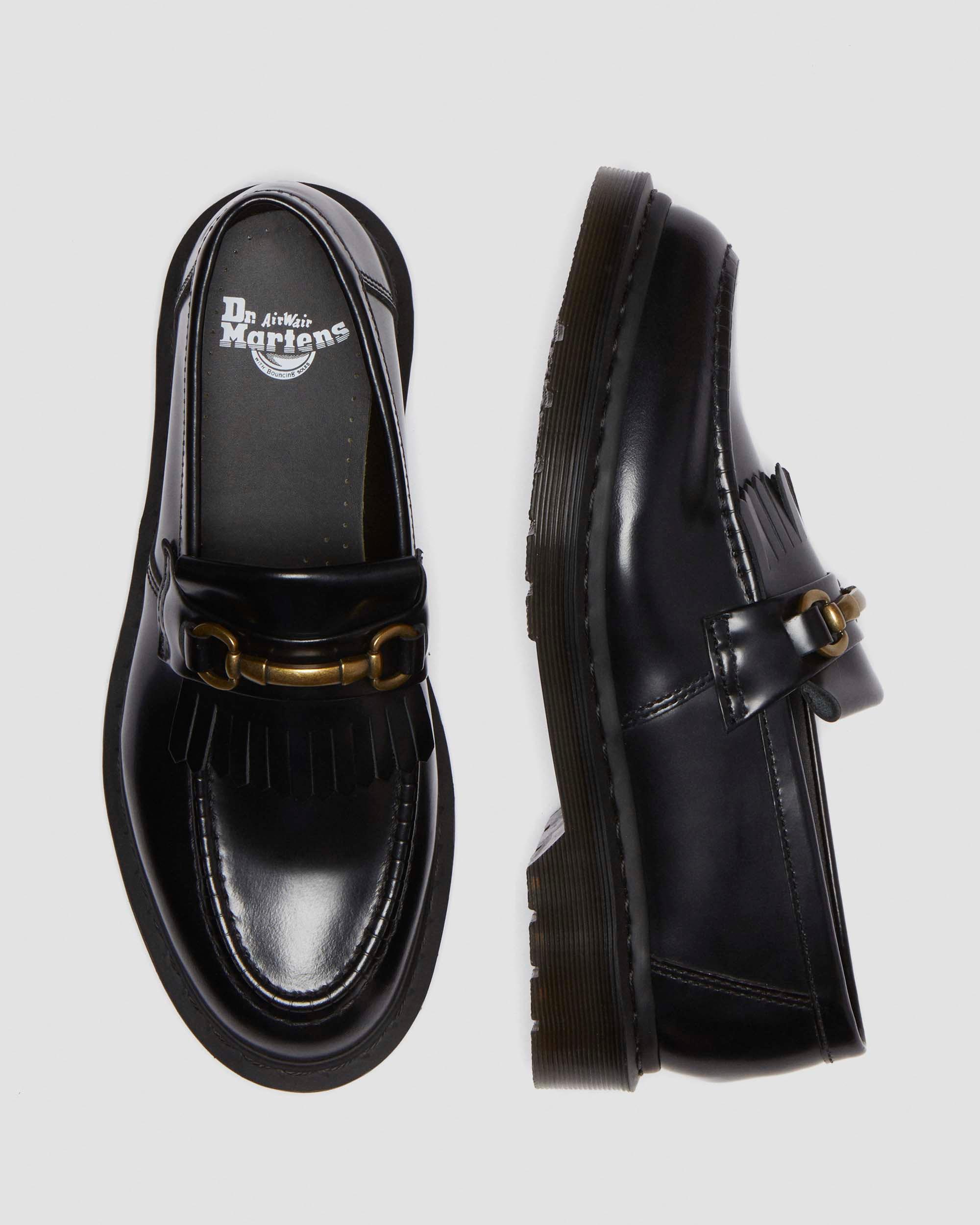 Adrian Snaffle Smooth Leather Tassel Loafers in Black | Dr. Martens