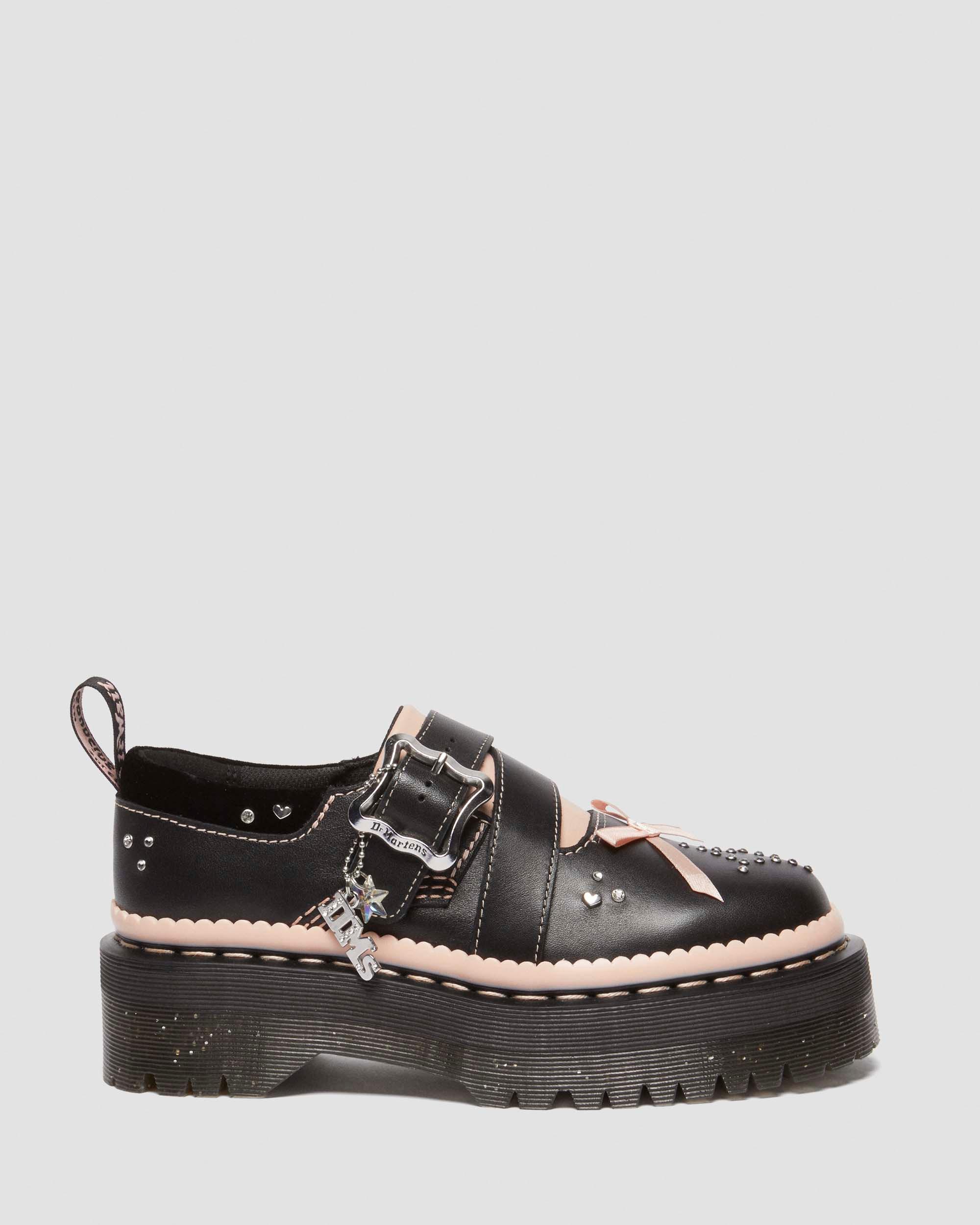 Chaussures plateformes Kemsley en cuir à boucles en Noir | Dr. Martens