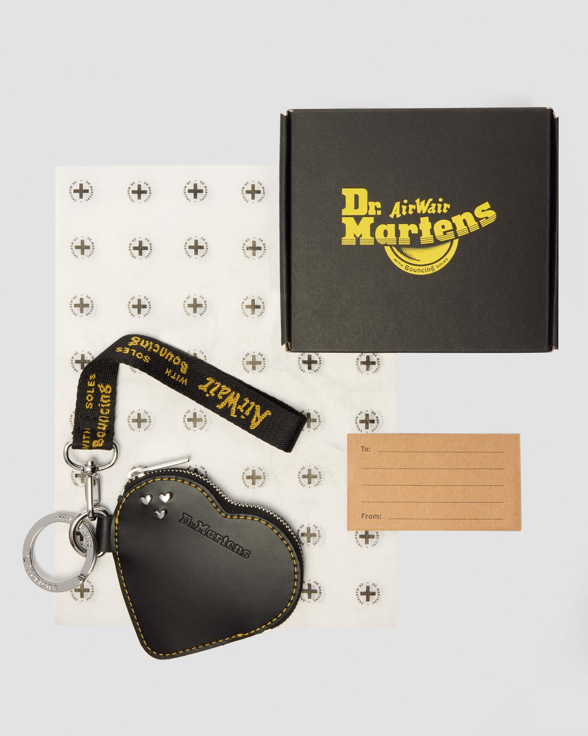 Leather Heart Shaped Key Ring Purse in Black | Dr. Martens