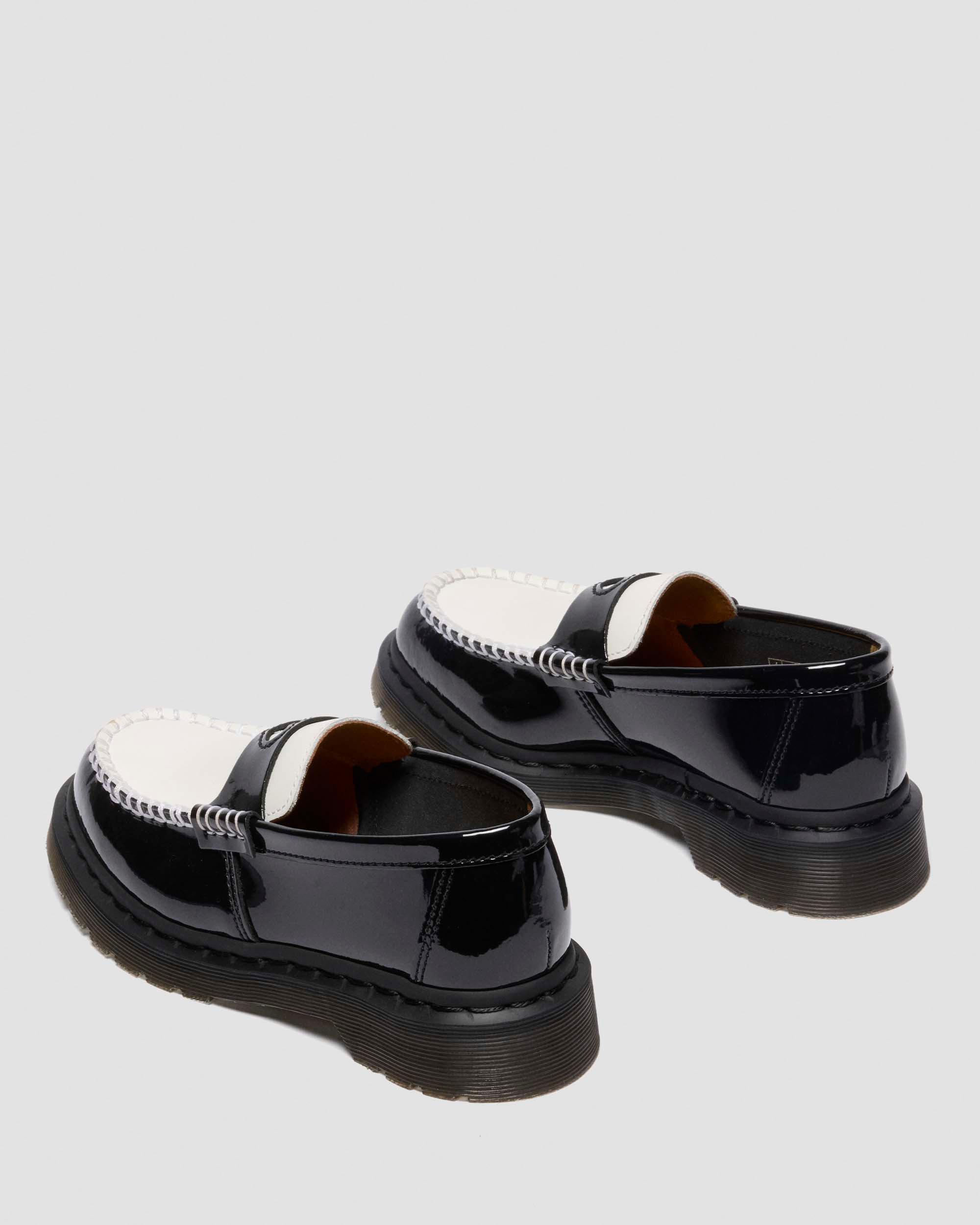 PENTON HEART TWO-TONE PATENT LEATHER LOAFERS in Black & White | Dr. Martens