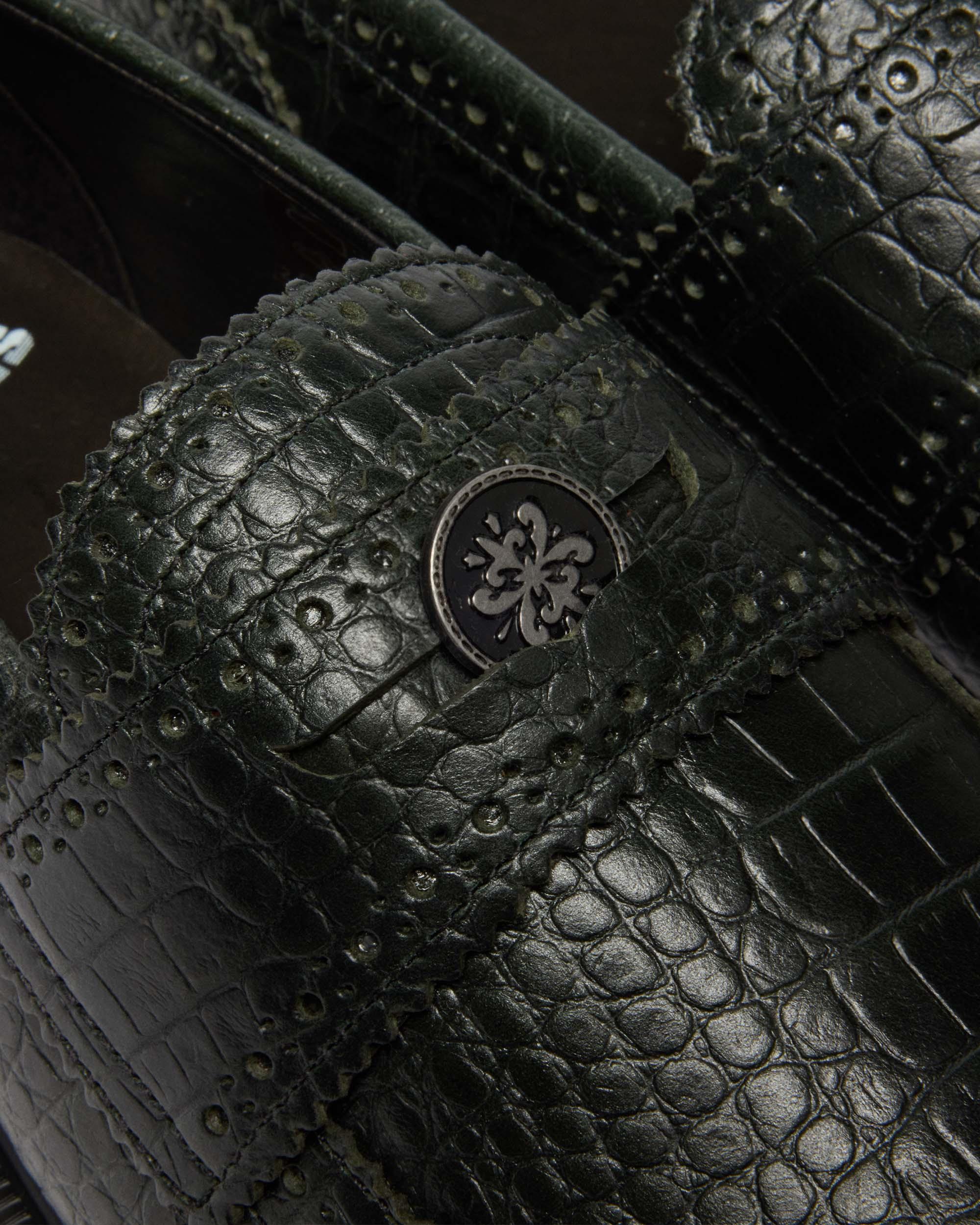 Penton Brogue Emboss Leather Loafers in Forest Green | Dr. Martens