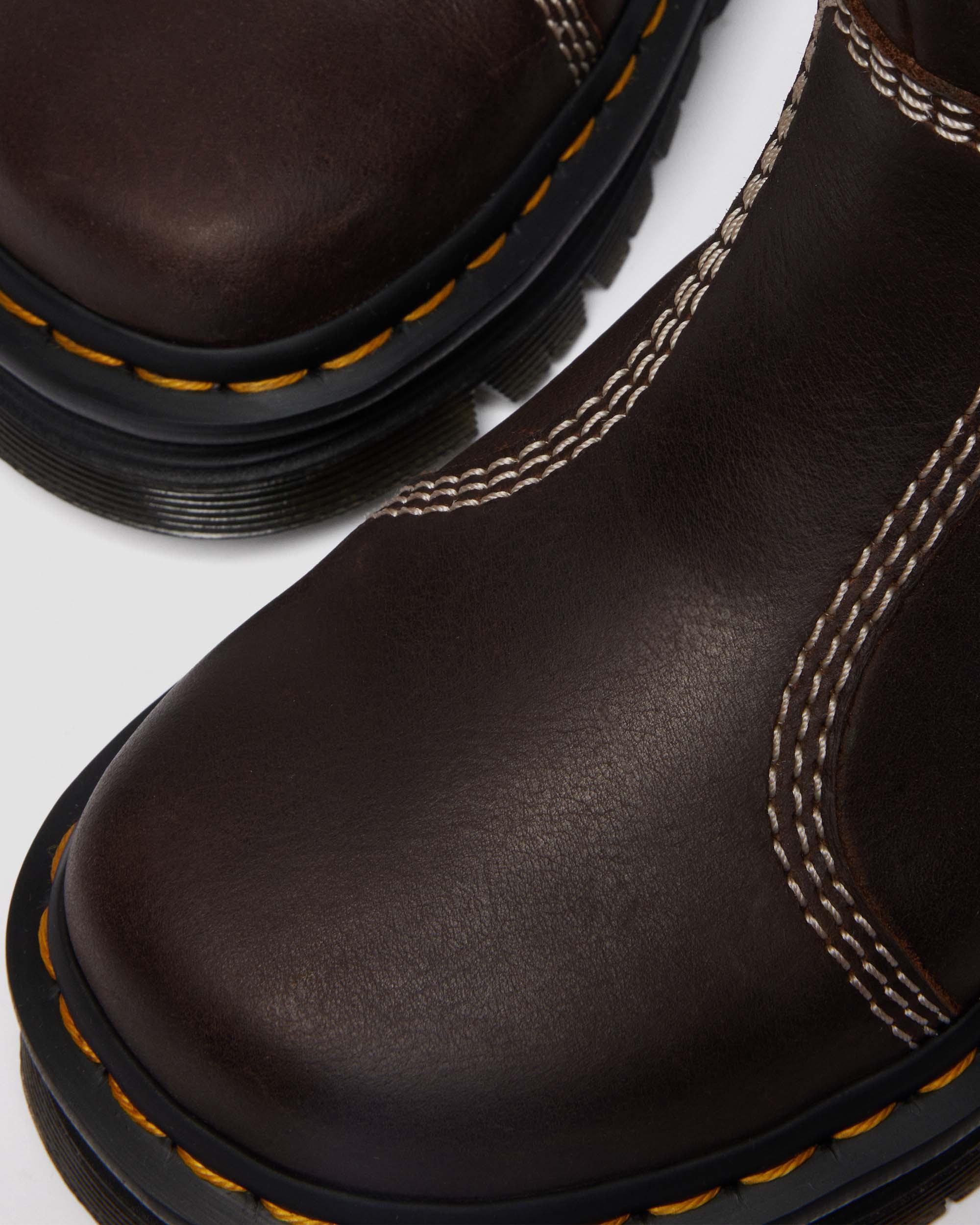 Zebzag Rigger Slip On Leather Boots in Dark Brown | Dr. Martens