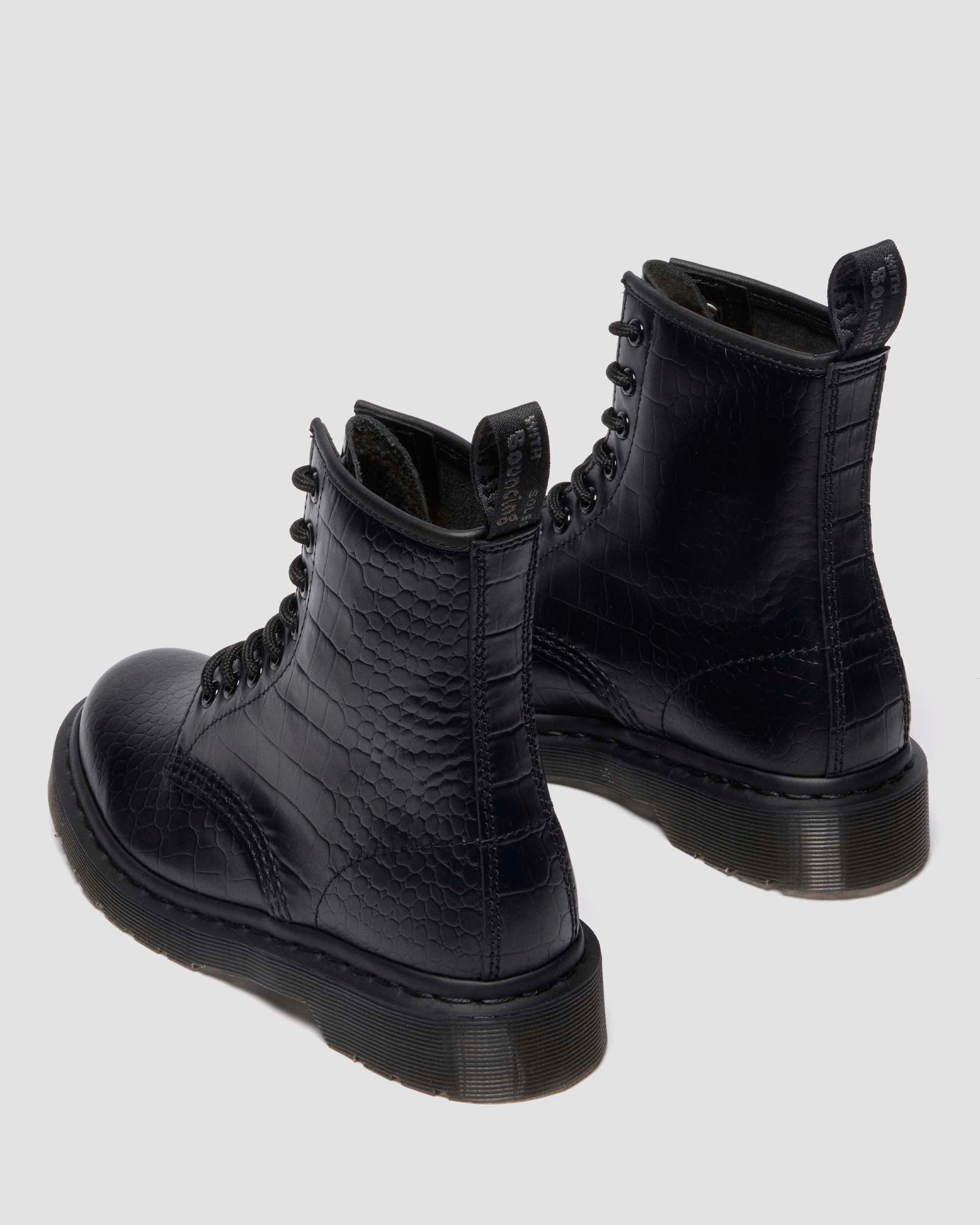 1460 Croc Emboss Leather Boots in Black | Dr. Martens