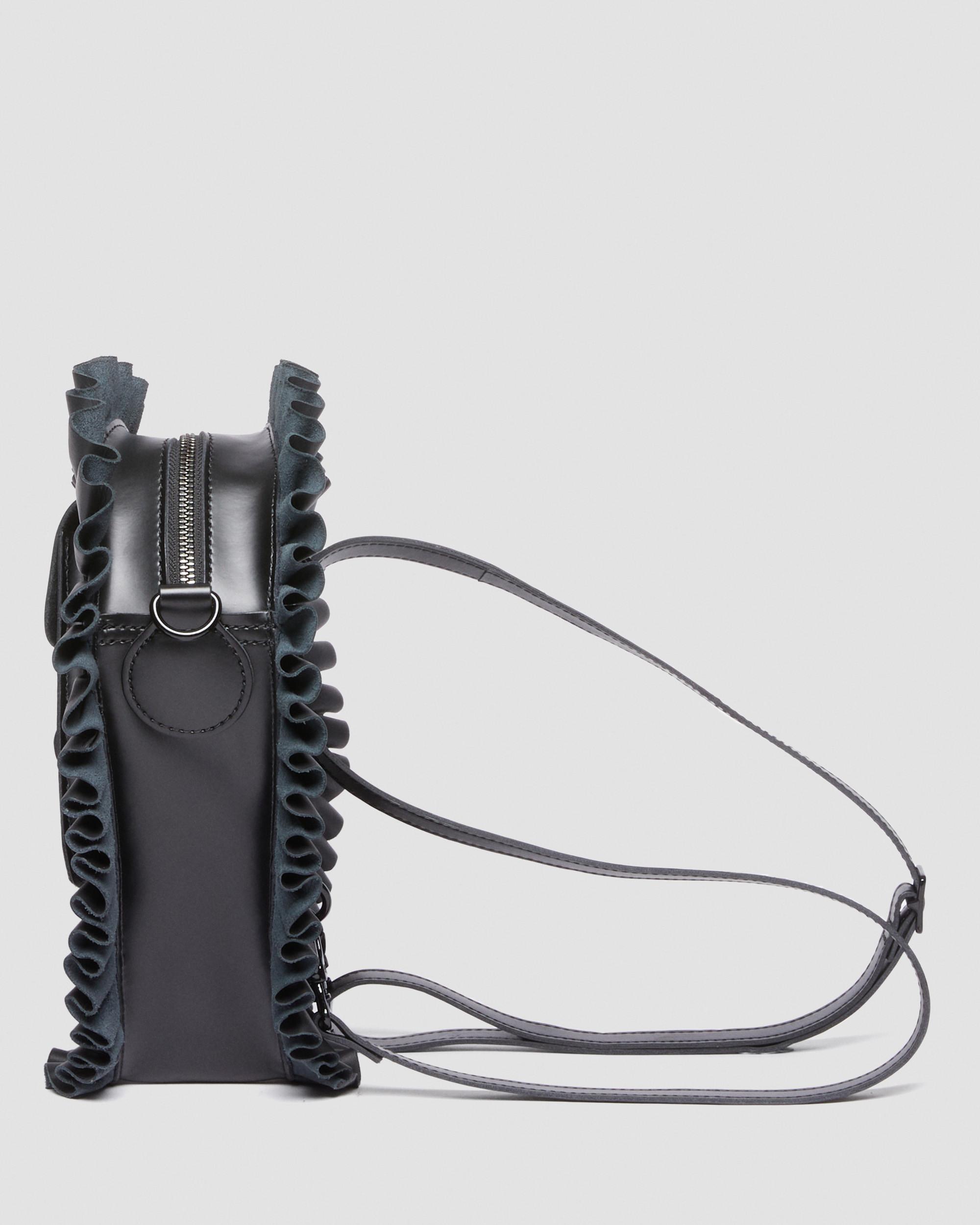 Heart Shaped Ruffle Leather Backpack in Black | Dr. Martens