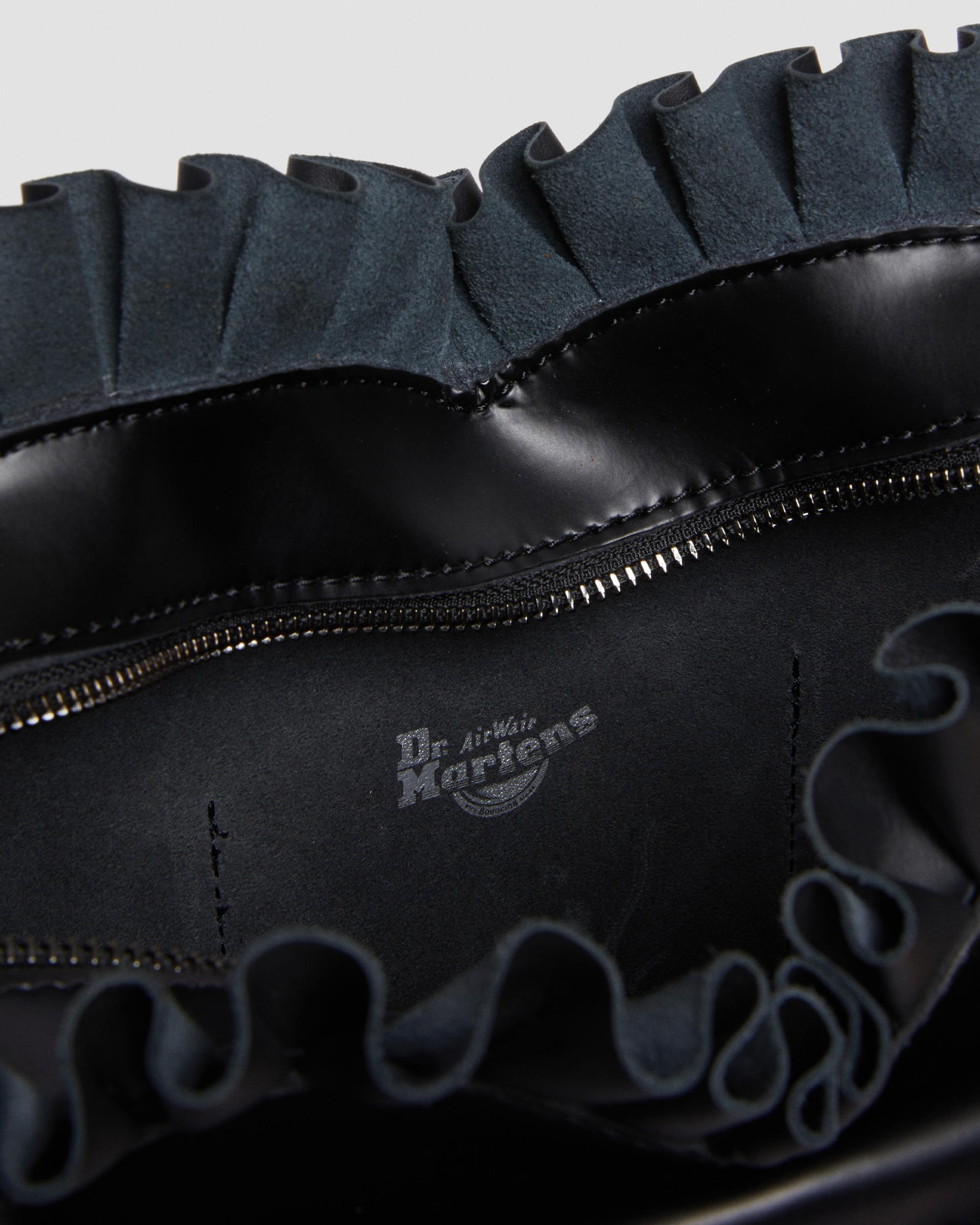 Heart Shaped Ruffle Leather Backpack in Black | Dr. Martens