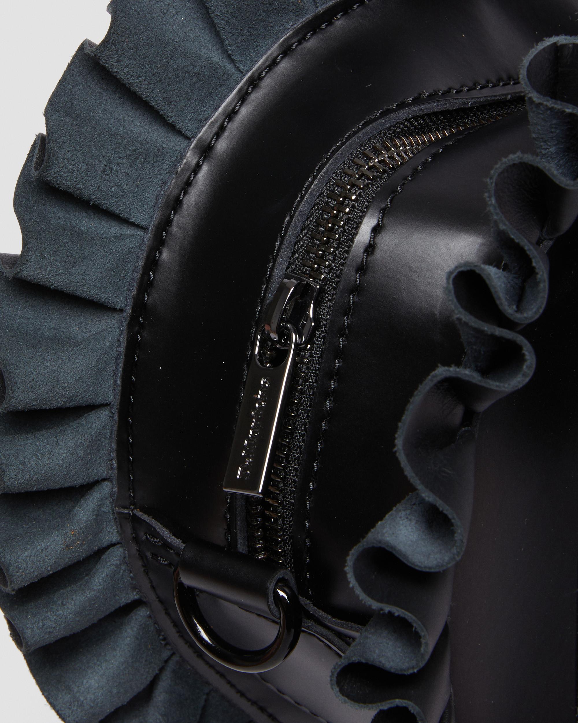 Heart Shaped Ruffle Leather Backpack in Black | Dr. Martens