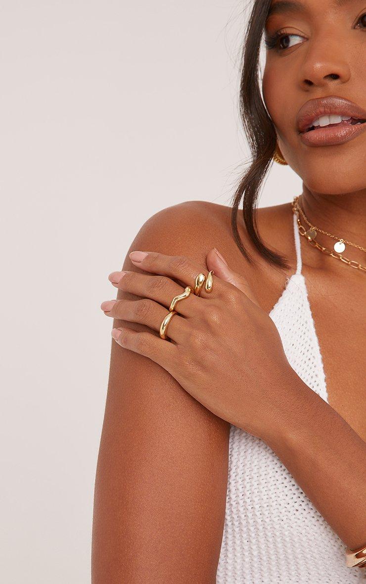 Wave Detail Multi Stacking Ring Pack In Gold | EGO US | EGO