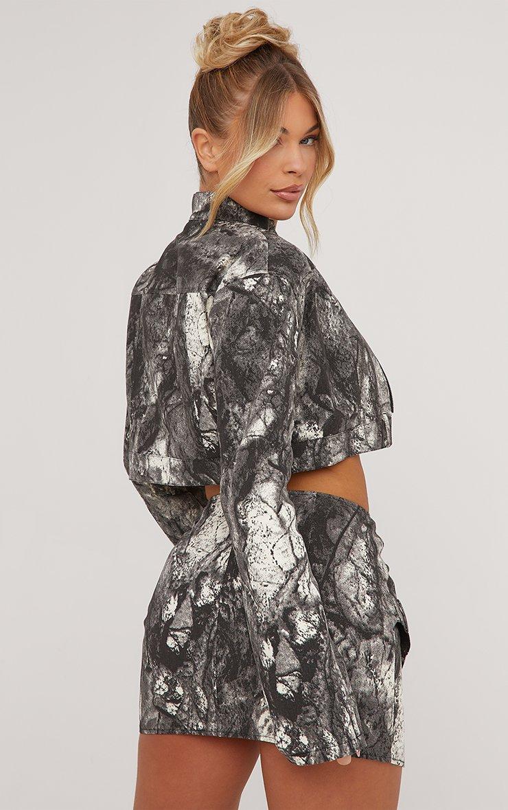 High Neck Zip Front Cropped Jacket In Black Acid Wash | EGO US | EGO