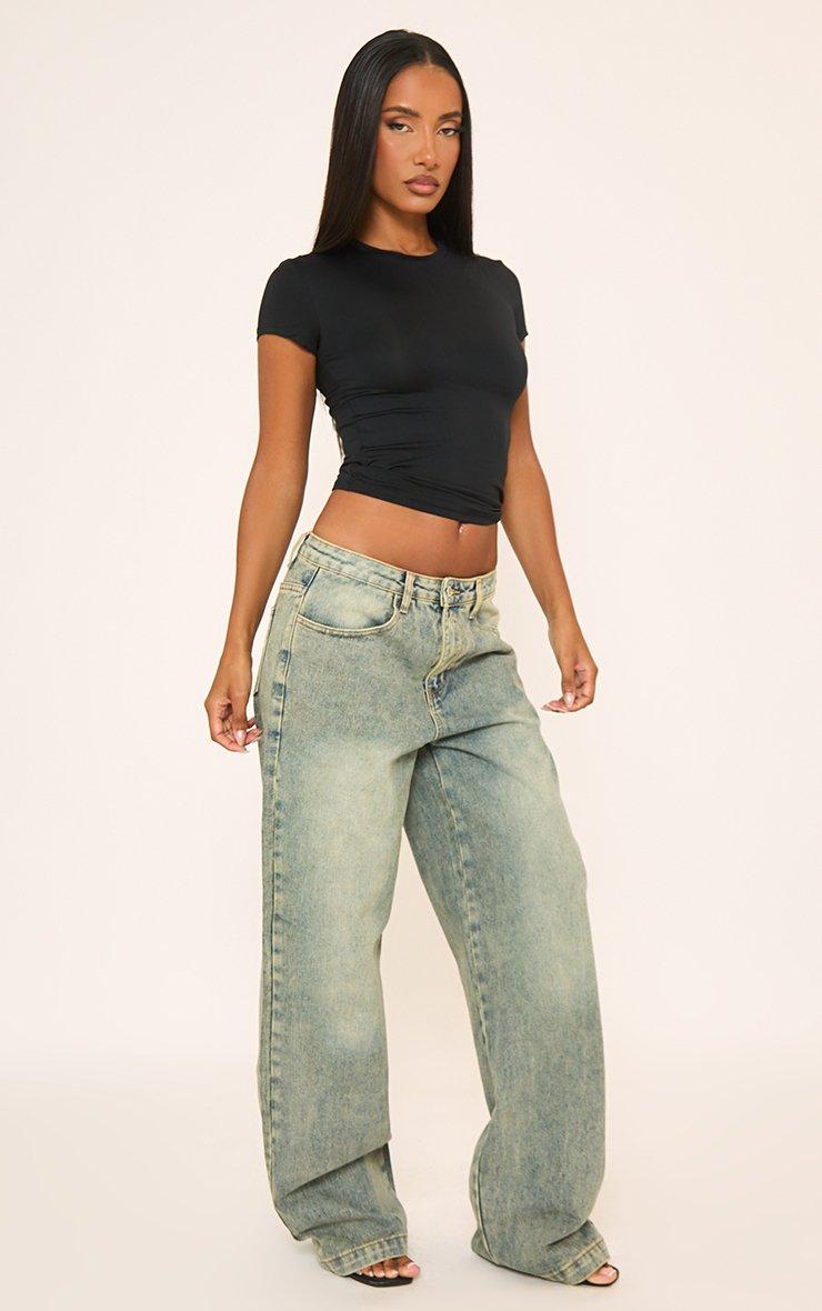 Extreme Low Rise Boyfriend Jeans In Washed Blue Denim | EGO US | EGO