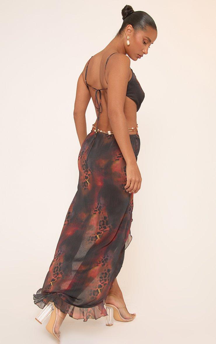 Plunge Neck Beaded Strap Detail Split Front Midaxi Dress In Plunge Neck Beaded Strap Detail Split Front Midaxi Dress In