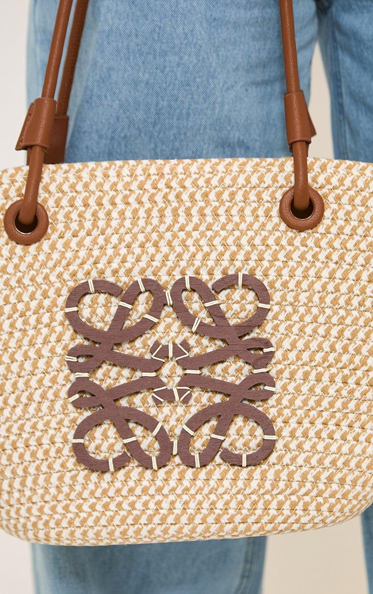 Swirl Detail Oversized Shopper Bag In Beige Woven | EGO US | EGO