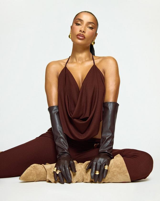 Ranger Lock Layered Detail Pointed Toe Block In Taupe Faux Suede | EGO ...