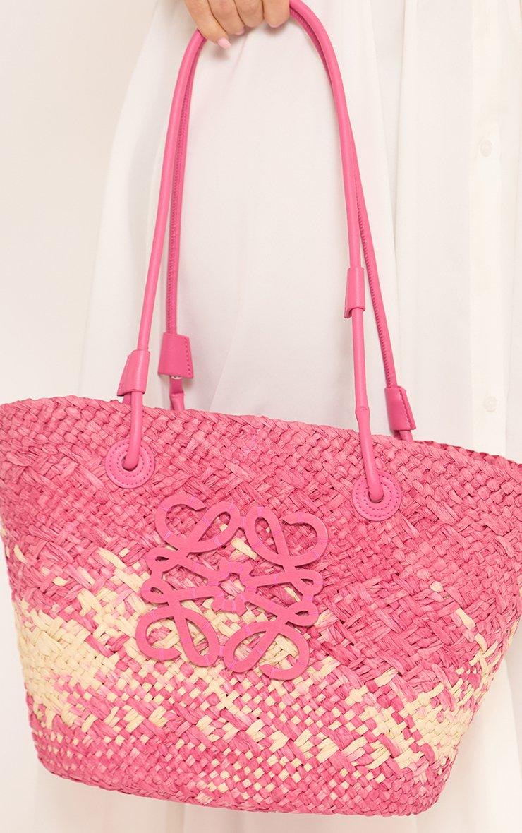 Volvic Swirl Detail Beach Bag In Pink Woven | EGO AU | EGO