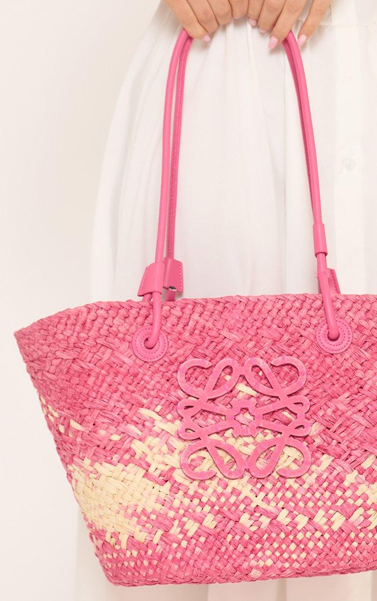 Volvic Swirl Detail Beach Bag In Pink Woven | EGO AU | EGO
