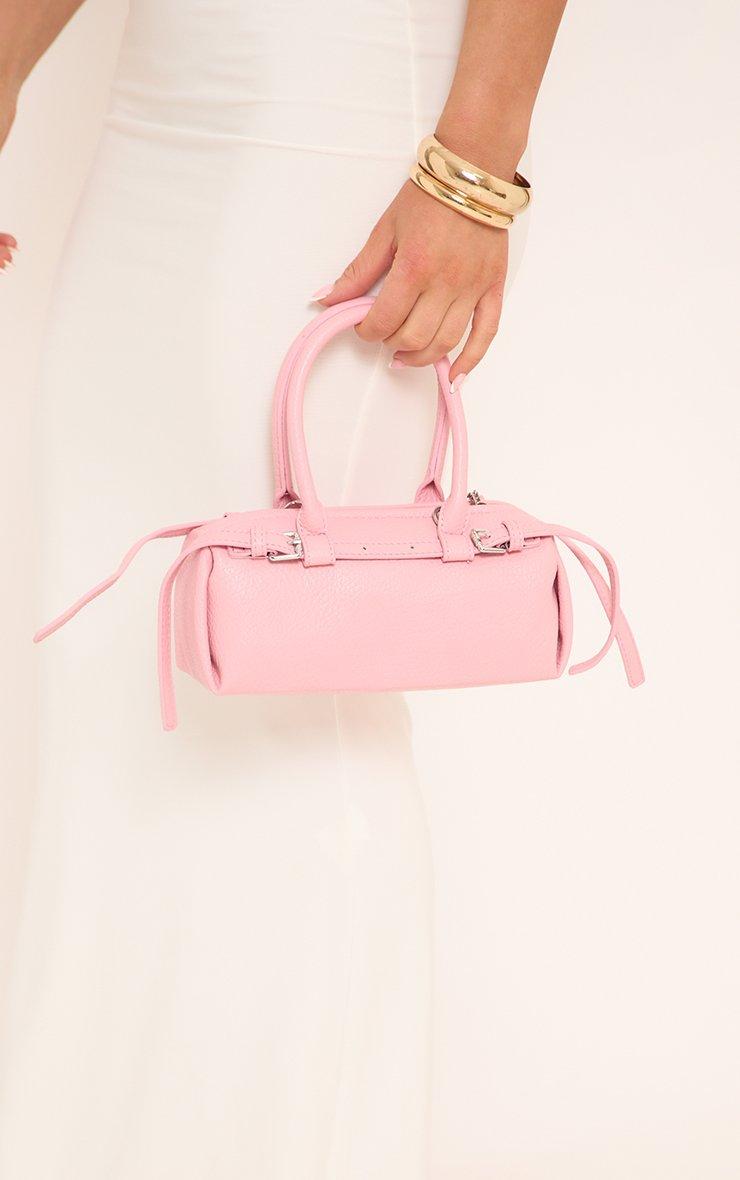 Redemption Buckle Detail Shaped Grab Bag In Pink Faux Leather | EGO US ...