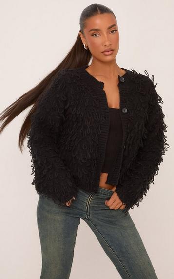 Shaggy Jacket In Multi Colour Knit | EGO Shoes Shaggy Jacket In Multi Colour Knit | EGO Shoes