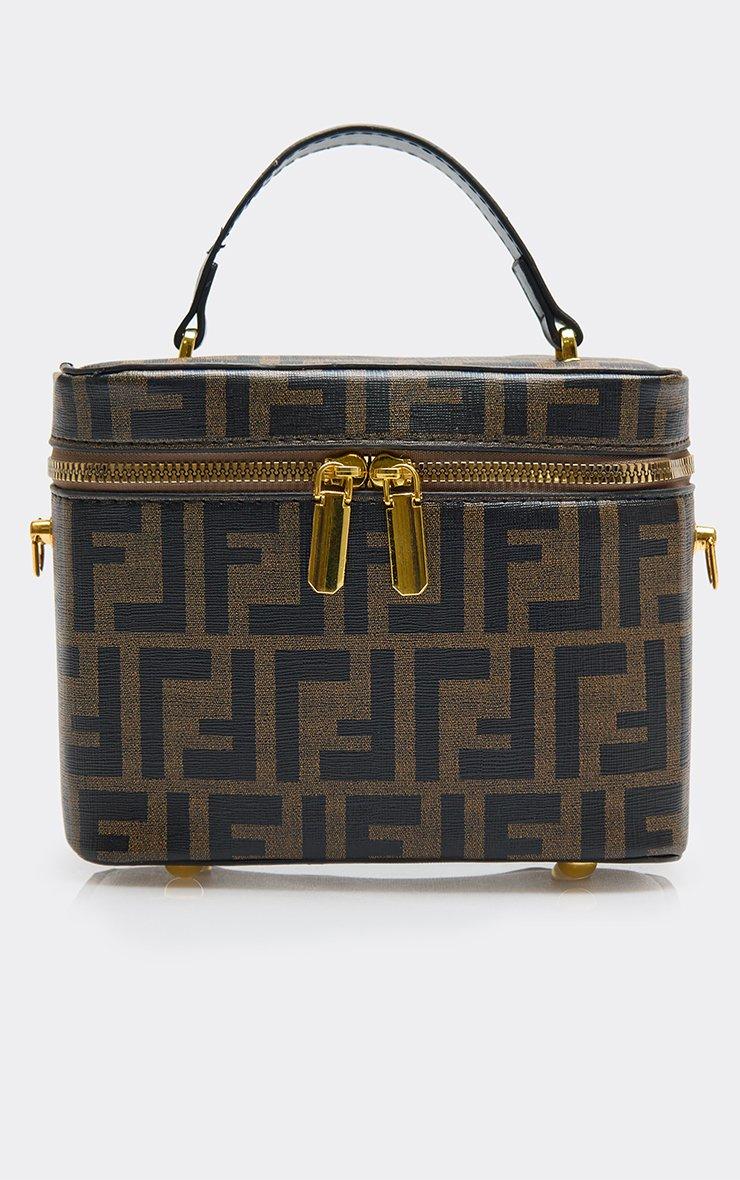 Darcy Logo Zip Detail Zip Vanity Bag In Brown Faux Leather | EGO US | EGO