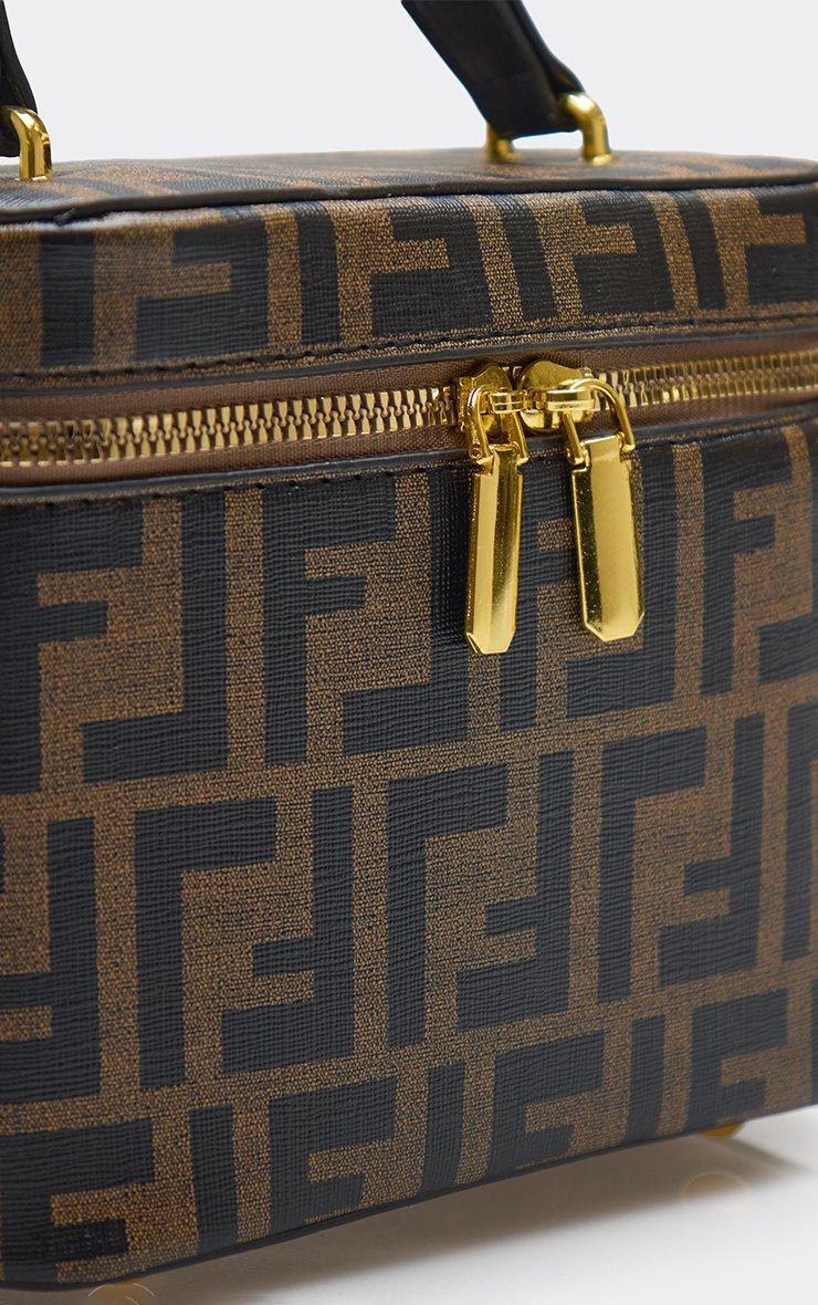 Darcy Logo Zip Detail Zip Vanity Bag In Brown Faux Leather | EGO US | EGO