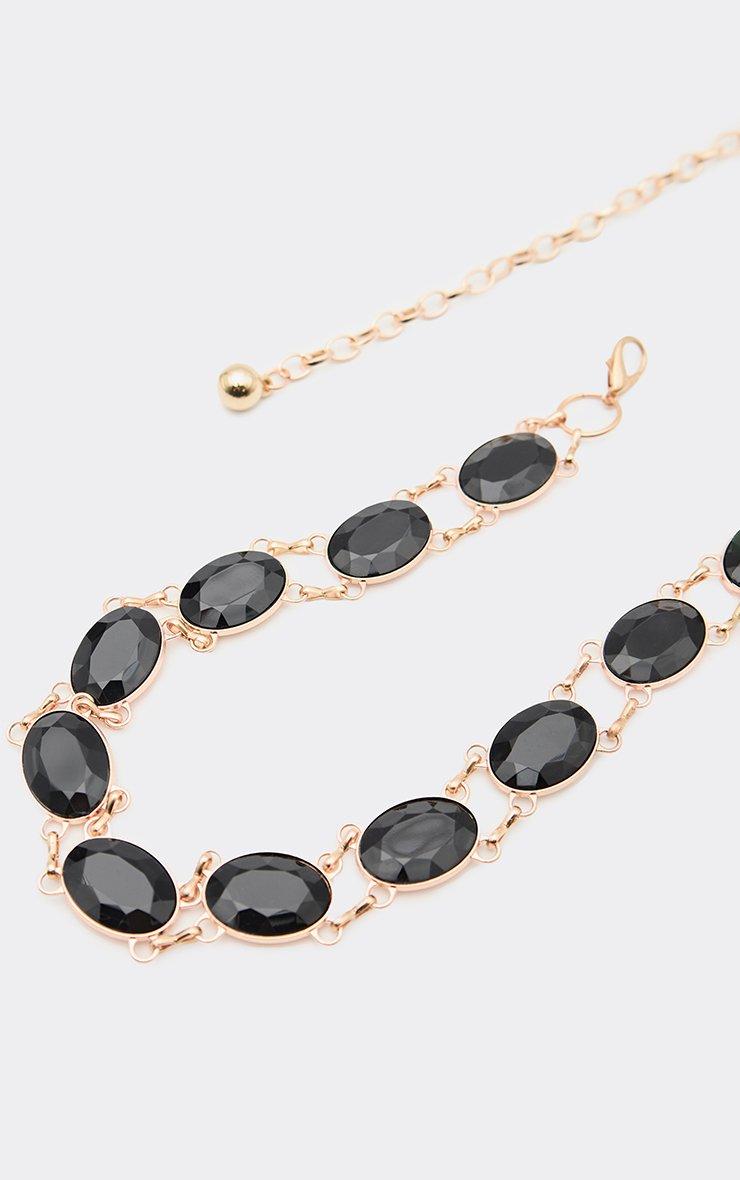 Black Gem Detail Chain Belt In Gold | EGO US | EGO