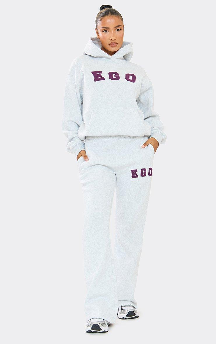 High Waist Borg Ego Graphic Slogan Flared Leg Joggers In Grey | EGO US ...