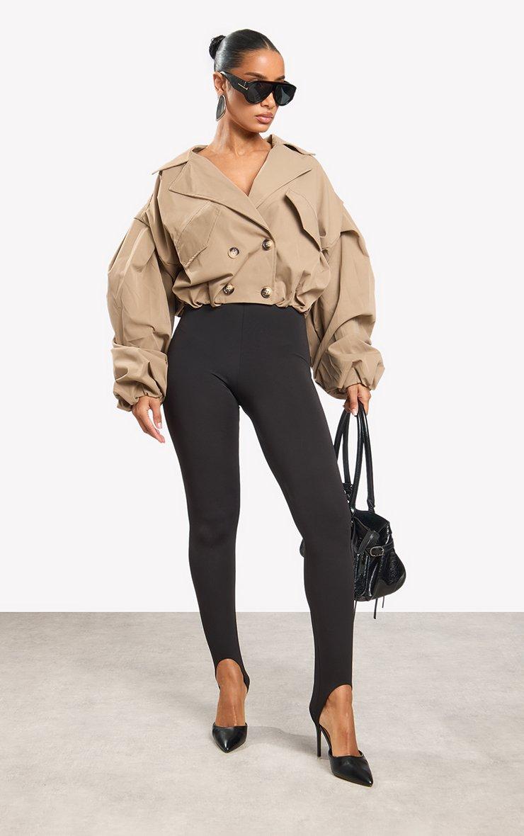 Long Sleeve Cinched Waist Cropped Trench Coat In Beige | EGO US | EGO