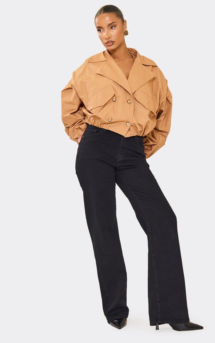 Long Sleeve Cinched Waist Cropped Trench Coat In Light Brown | EGO US | EGO