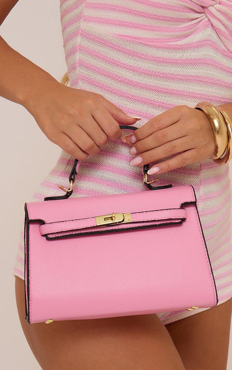Chase Lock Detail Tote Bag In Pink Faux Leather | EGO US | EGO