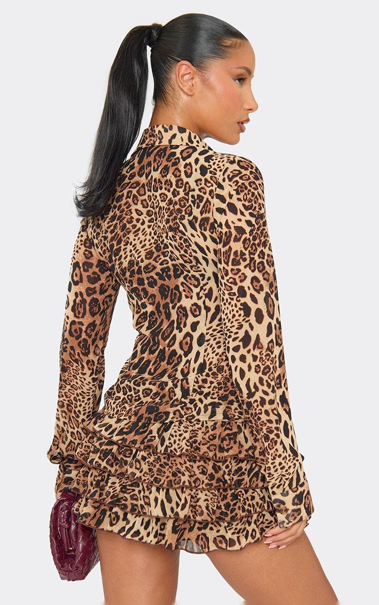 Low Waist Ruffle Mini Skirt In Brown Leopard Print | EGO US | EGO