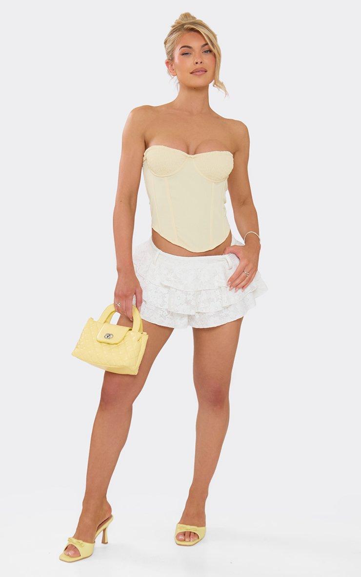 Belt Loop Tiered Short In White Floral Texture | EGO UK | EGO