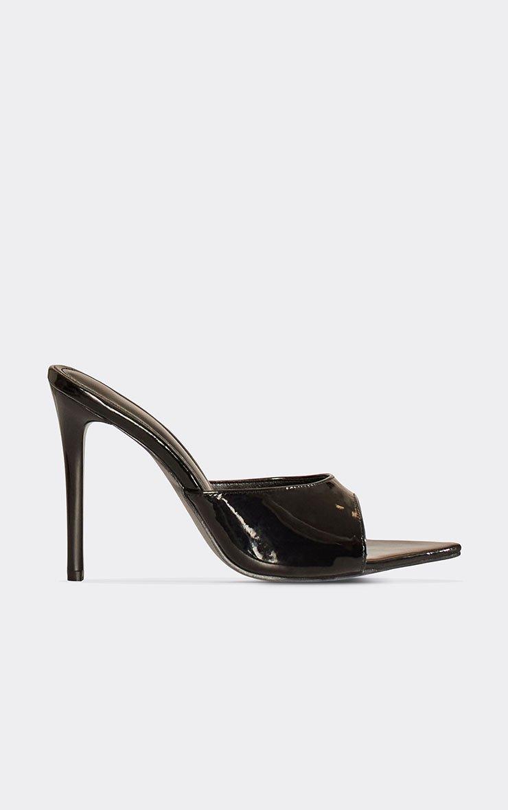 Cupid Pointed Peep Toe Stiletto Heel Mule In Black Patent | EGO US | EGO