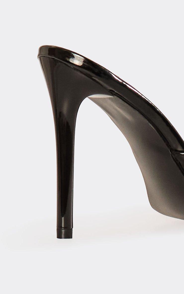 Cupid Pointed Peep Toe Stiletto Heel Mule In Black Patent | EGO US | EGO