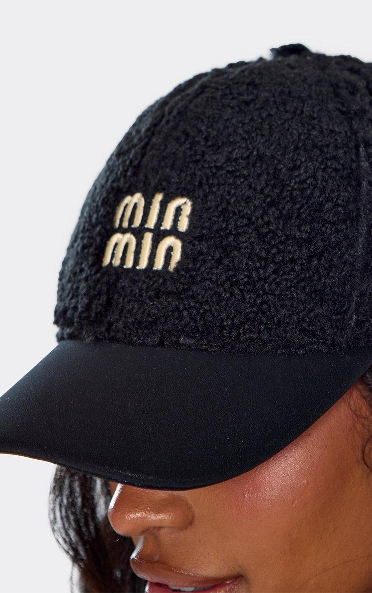 Logo Detail Baseball Cap In Black Faux Shearling | EGO US | EGO