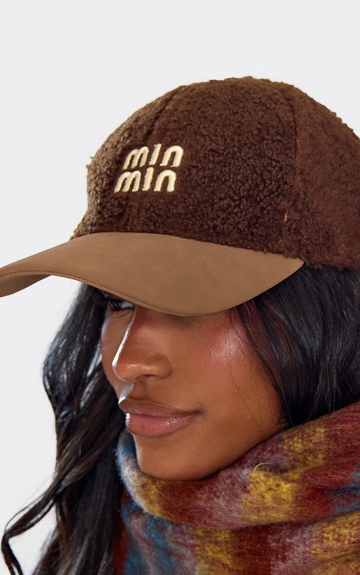 Logo Detail Baseball Cap In Brown Faux Shearling | EGO US | EGO
