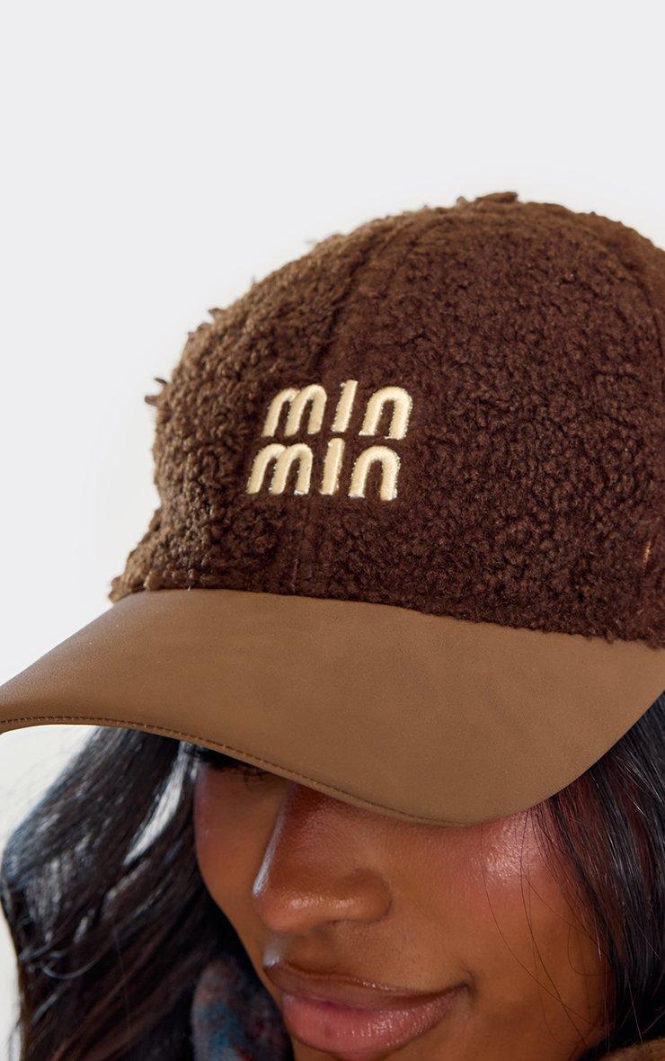Logo Detail Baseball Cap In Brown Faux Shearling | EGO US | EGO