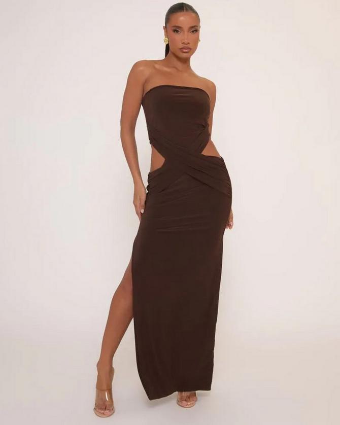 High Neck Shoulder Pad Detail Mini Dress In Brown Leopard Print Velvet ...