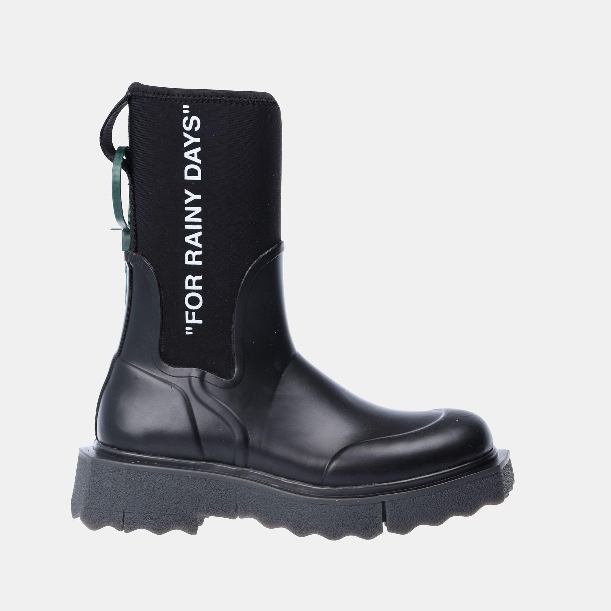 Off White | Sponge Rubber Rain Boots | Flat Ankle Boots | FRASERS