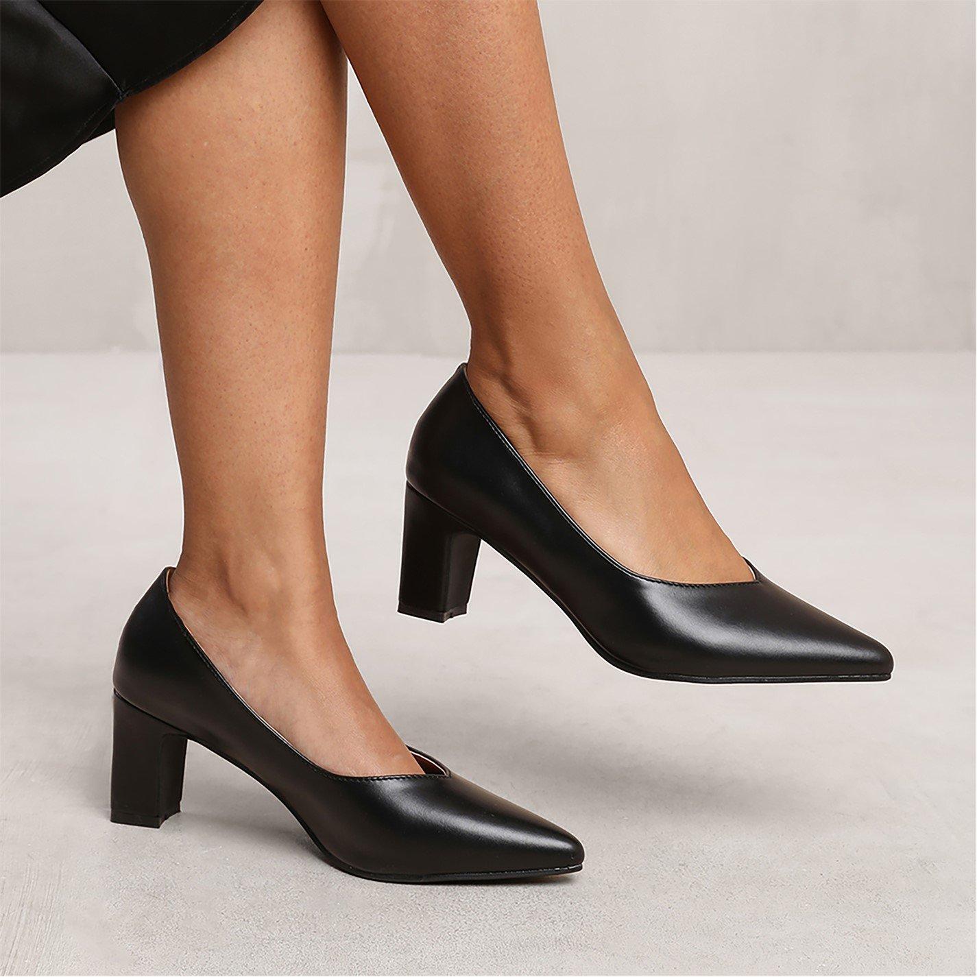 Where's that from Serena Block Heel With Pointed Toe In Black Faux L ...