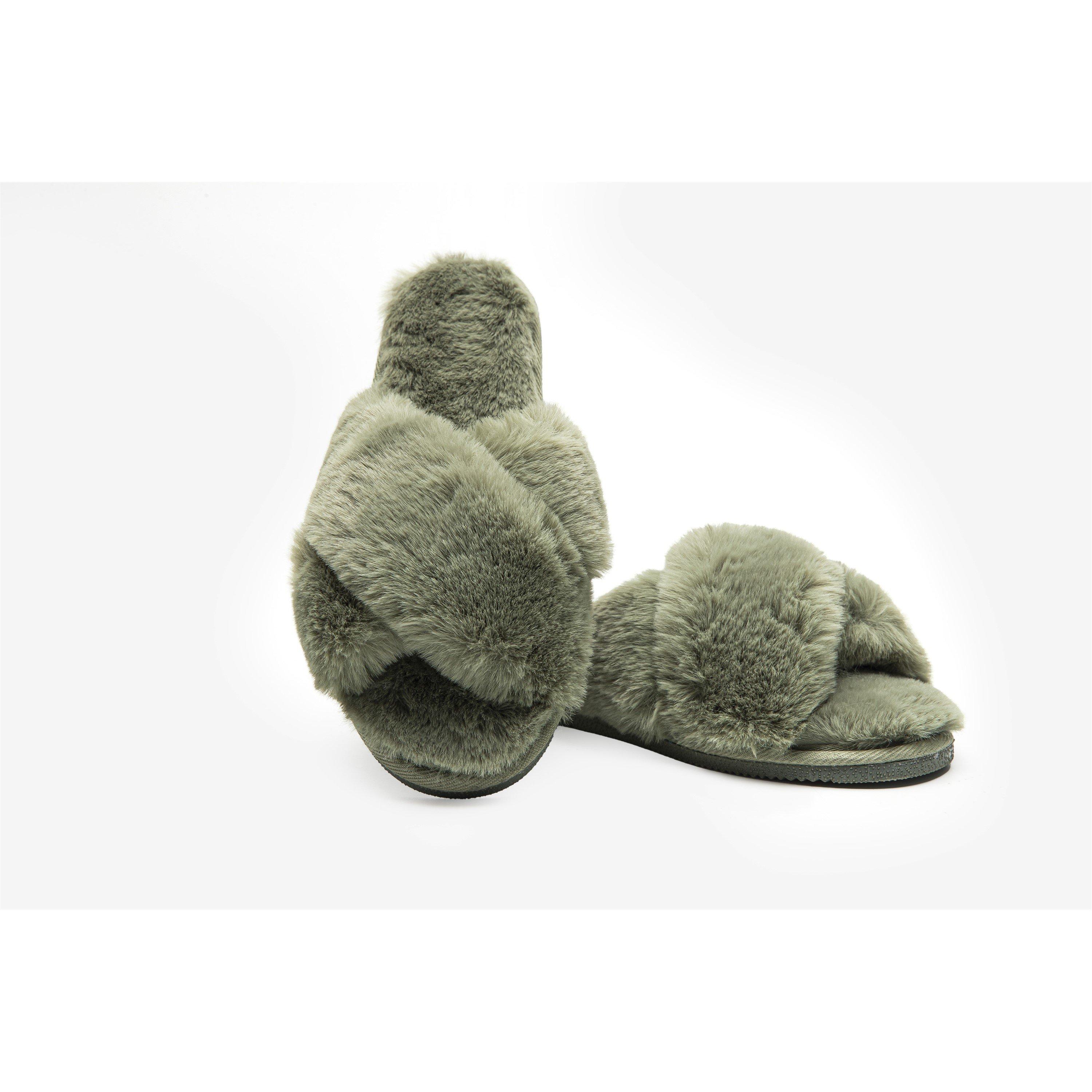 Be You | Faux Fur Cross Over Slipper | Cross Over Slippers | Sports Direct
