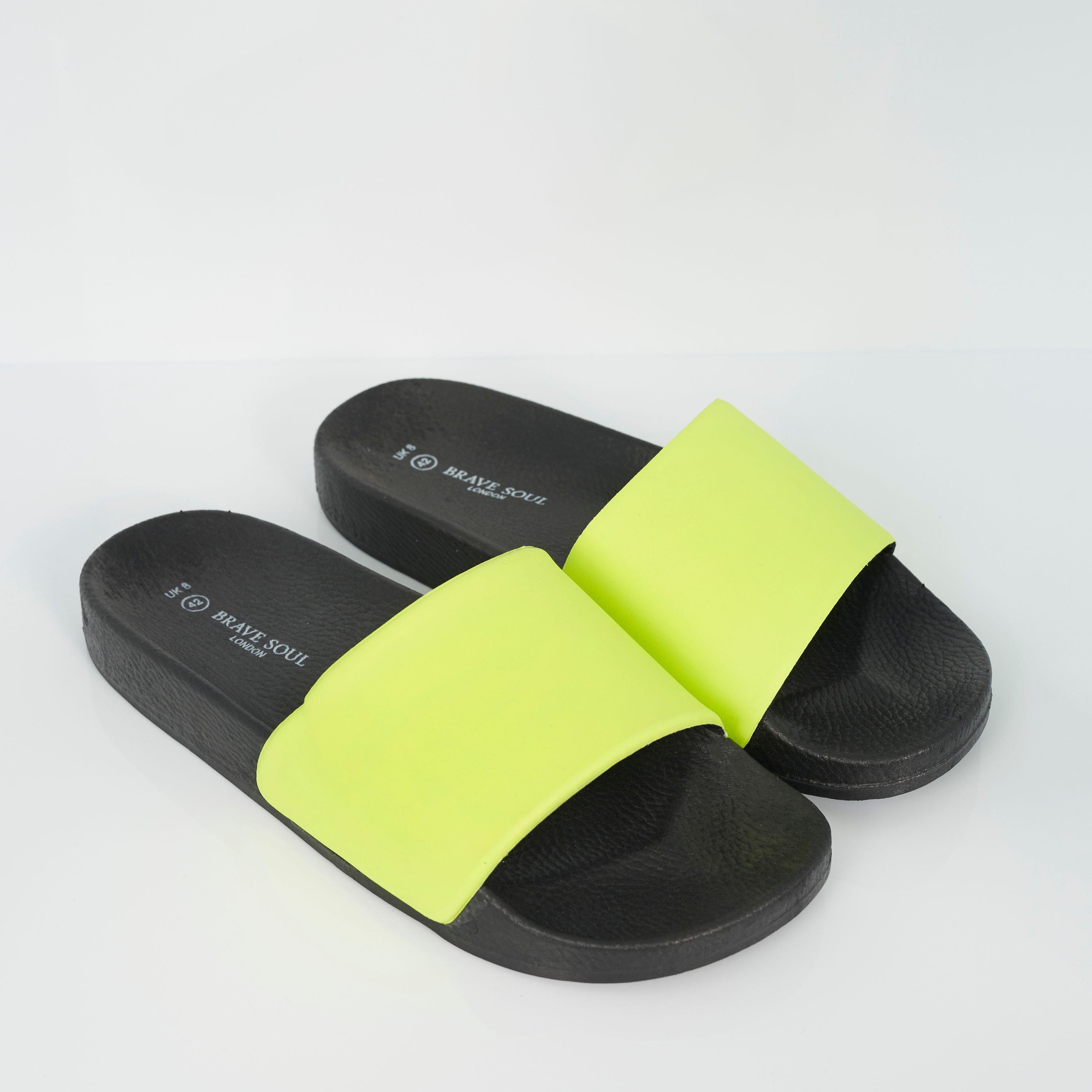 Brave Soul | Mens Slider with Neon Strap | Pool Shoes | Sports Direct