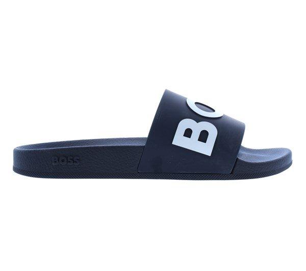 Boss Men's Bay Logo Sliders, Branding Strap Sandals | FRASERS