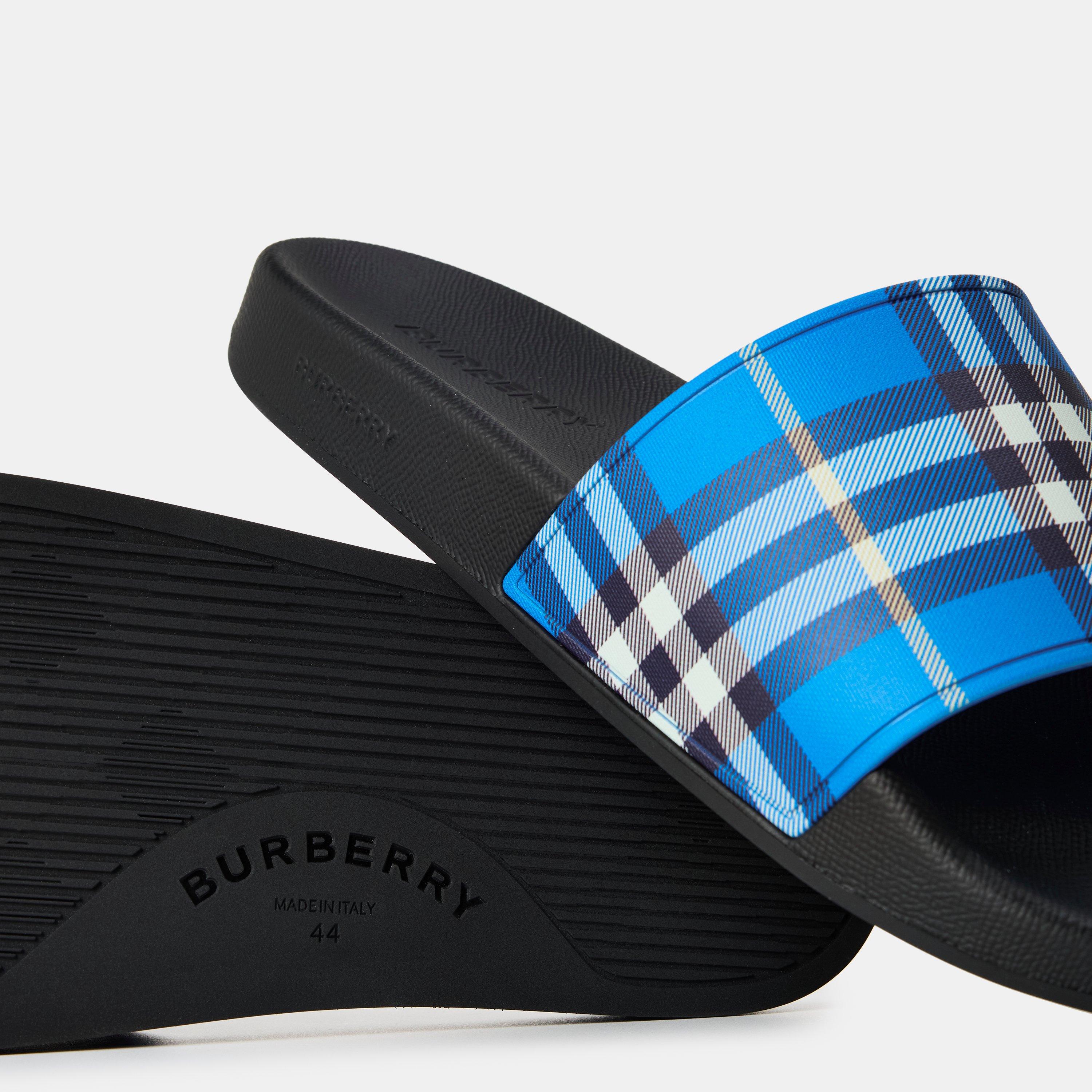 Burberry | Men's Check Furley Logo Sliders | Pool Shoes | USC