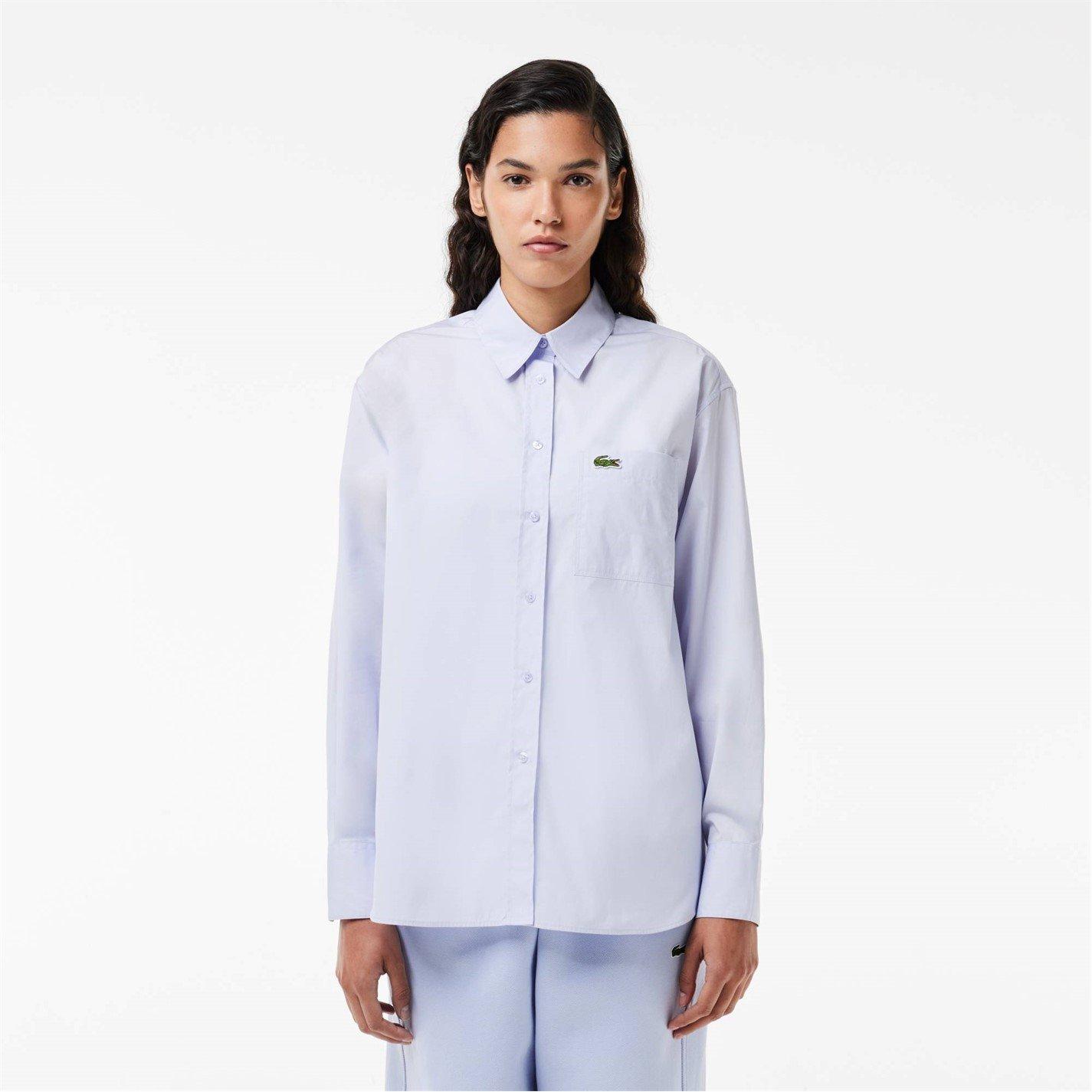 Lacoste Woven Shirt Chemise unie Manches longues Sports Direct