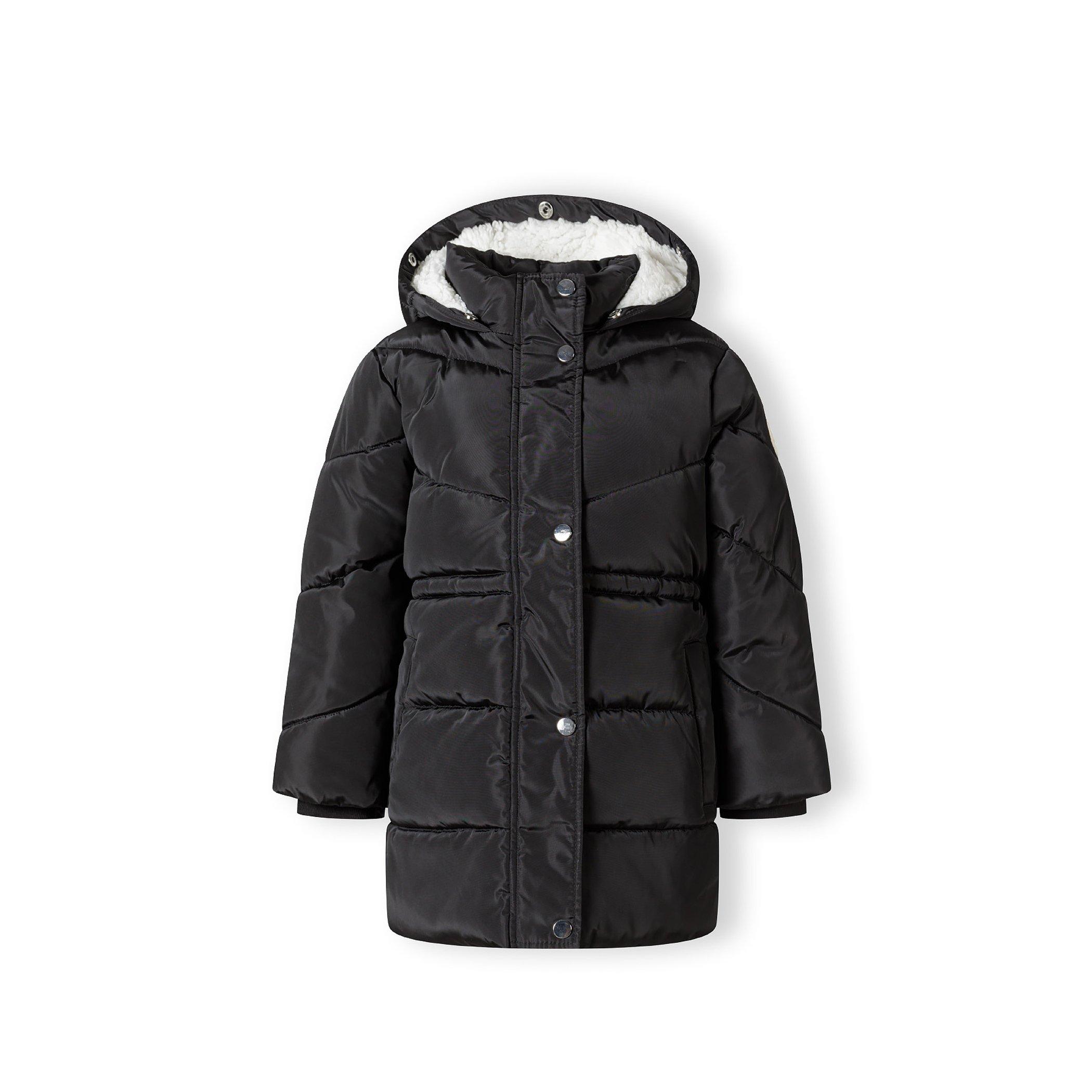 Minoti Girls winter coat with faux fur trim black | FRASERS