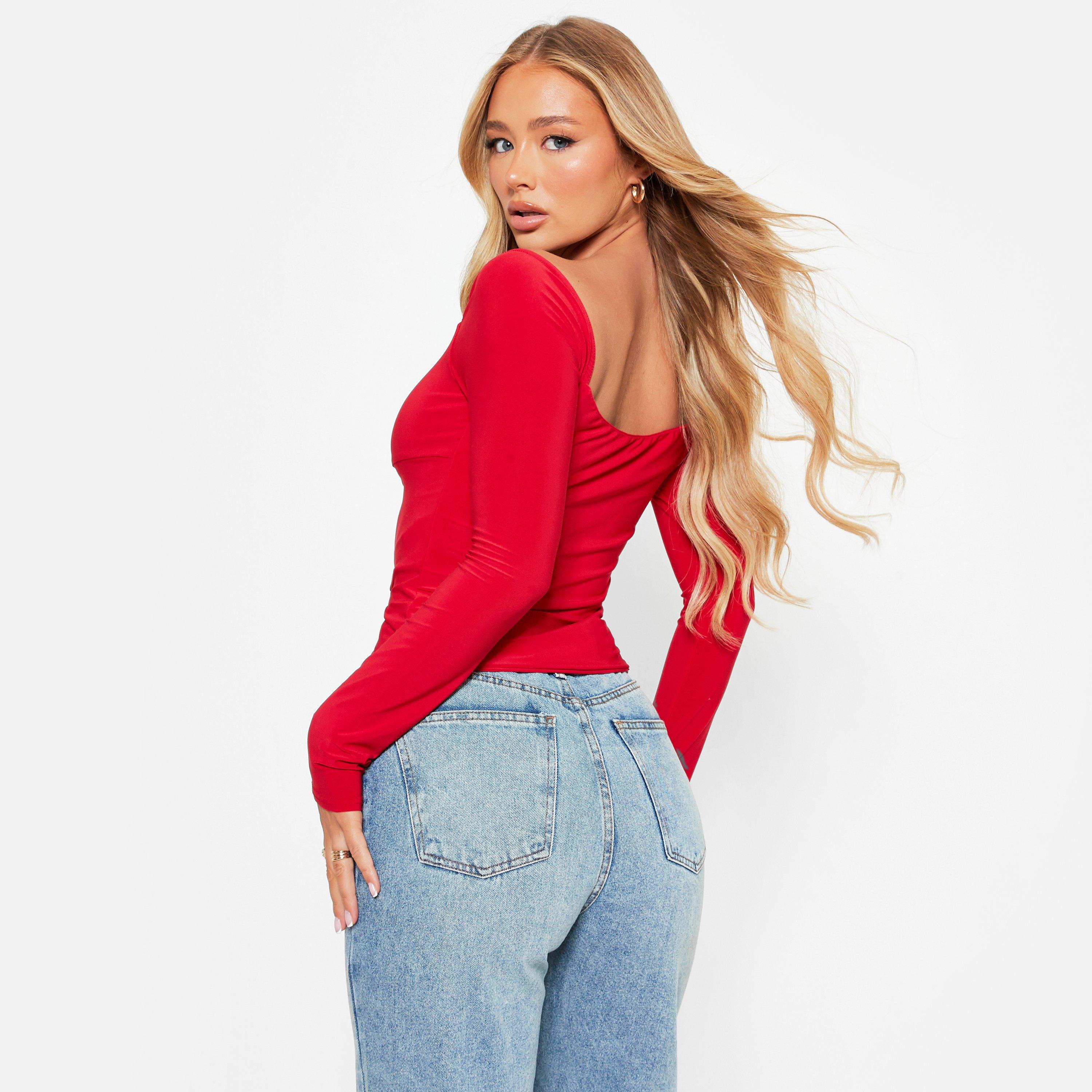 I Saw It First | Lace Up Ruched Bust Double Layered Crop Top | Cut Out ...