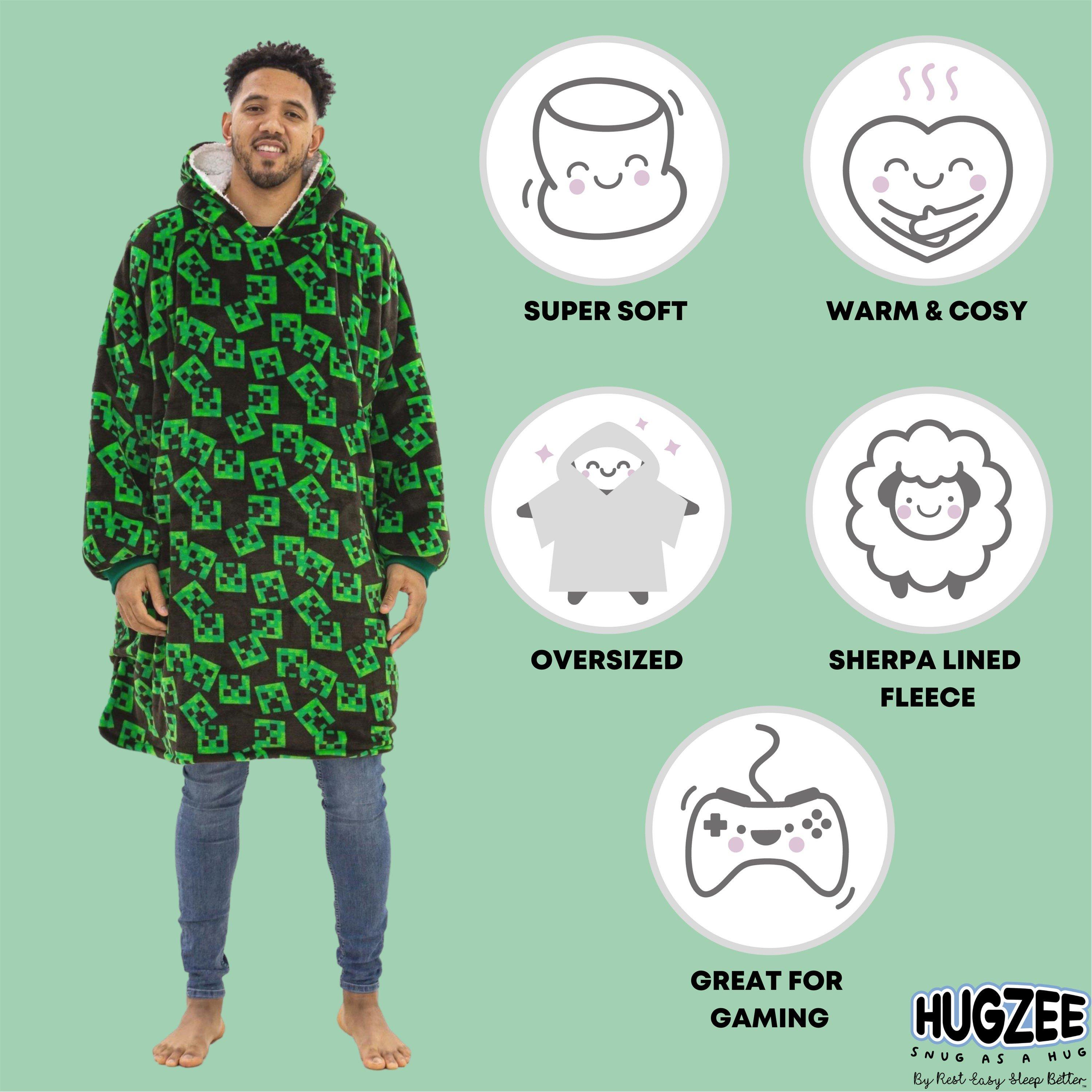 Minecraft | Kids' Face Fleece Hooded Fluffy Dressing Gown | Fluffy ...