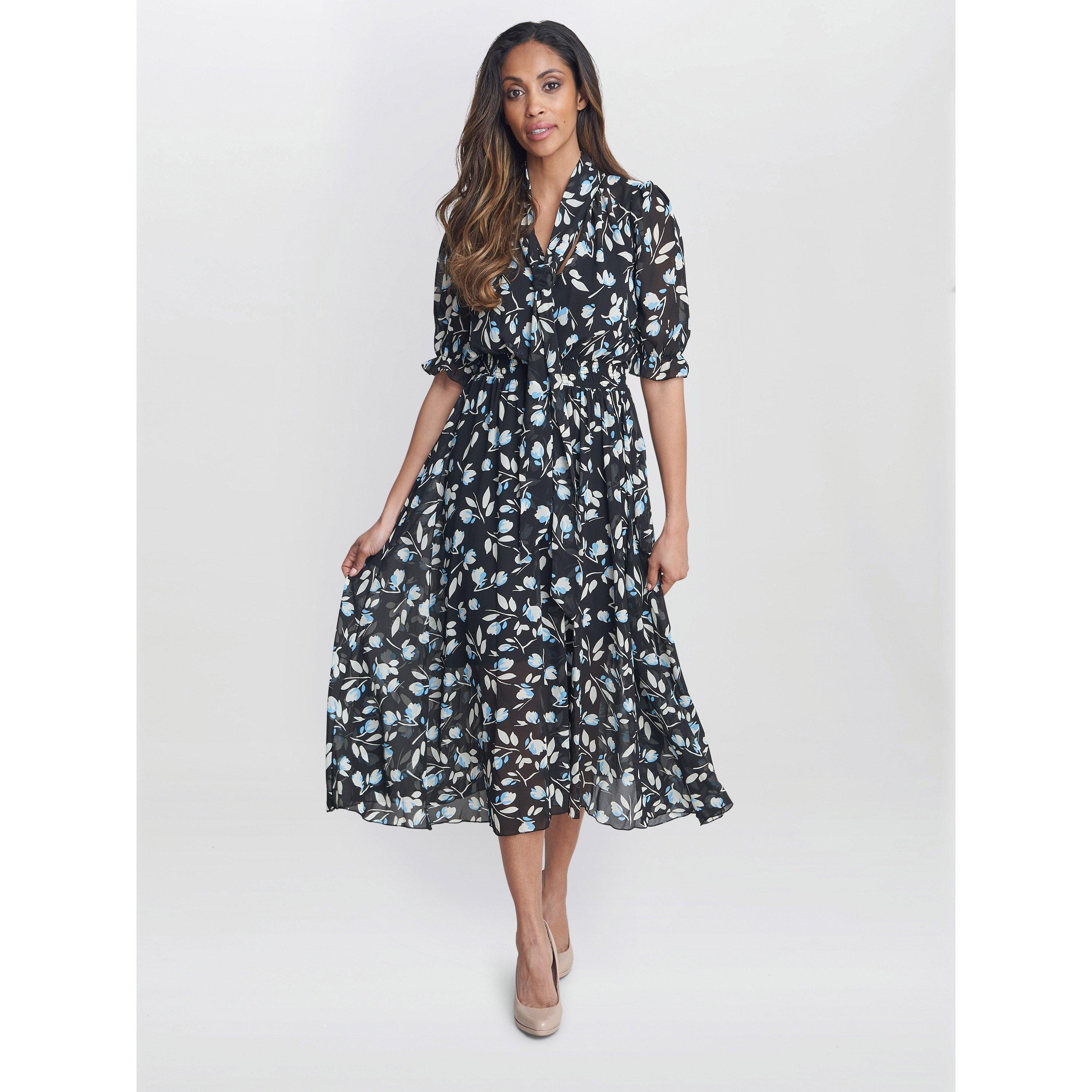 Gina Bacconi Mimi Godet Pussy Bow Dress | FRASERS