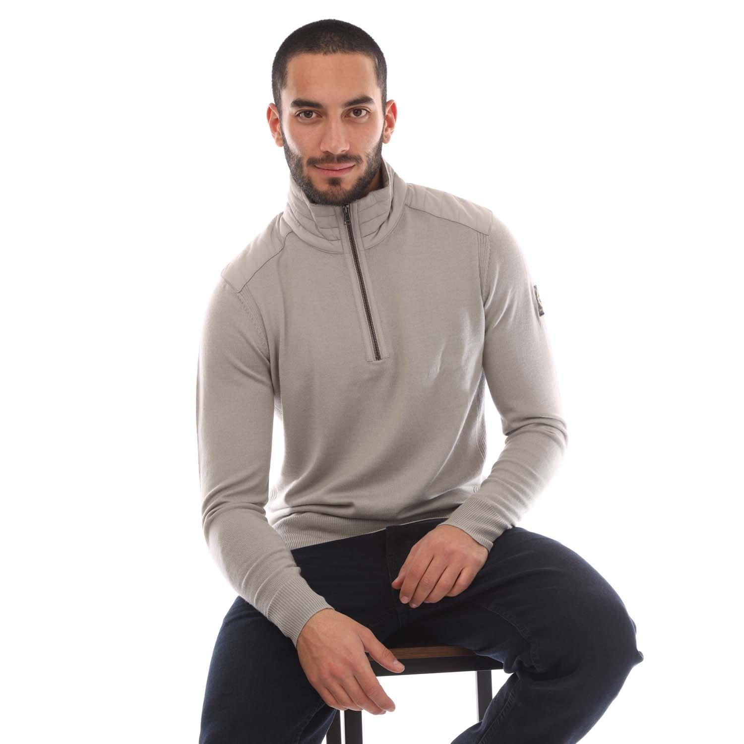 Belstaff | Merino Wool Kilmington Quarter Zip Jumper | Lined Knitwear | USC